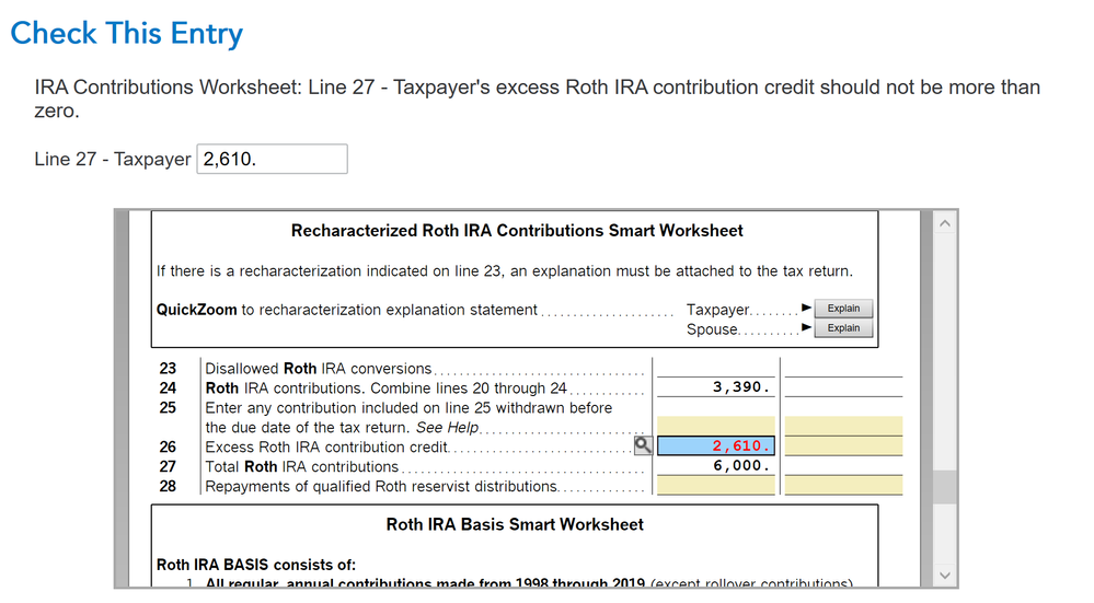 IRA Contributions Worksheet TaxPayers Excess Roth IRA contribution ...