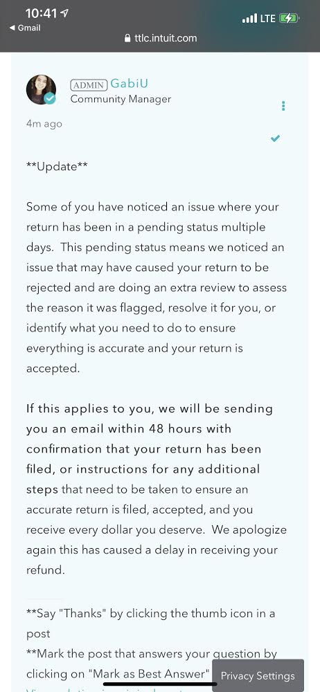 Status still Pending