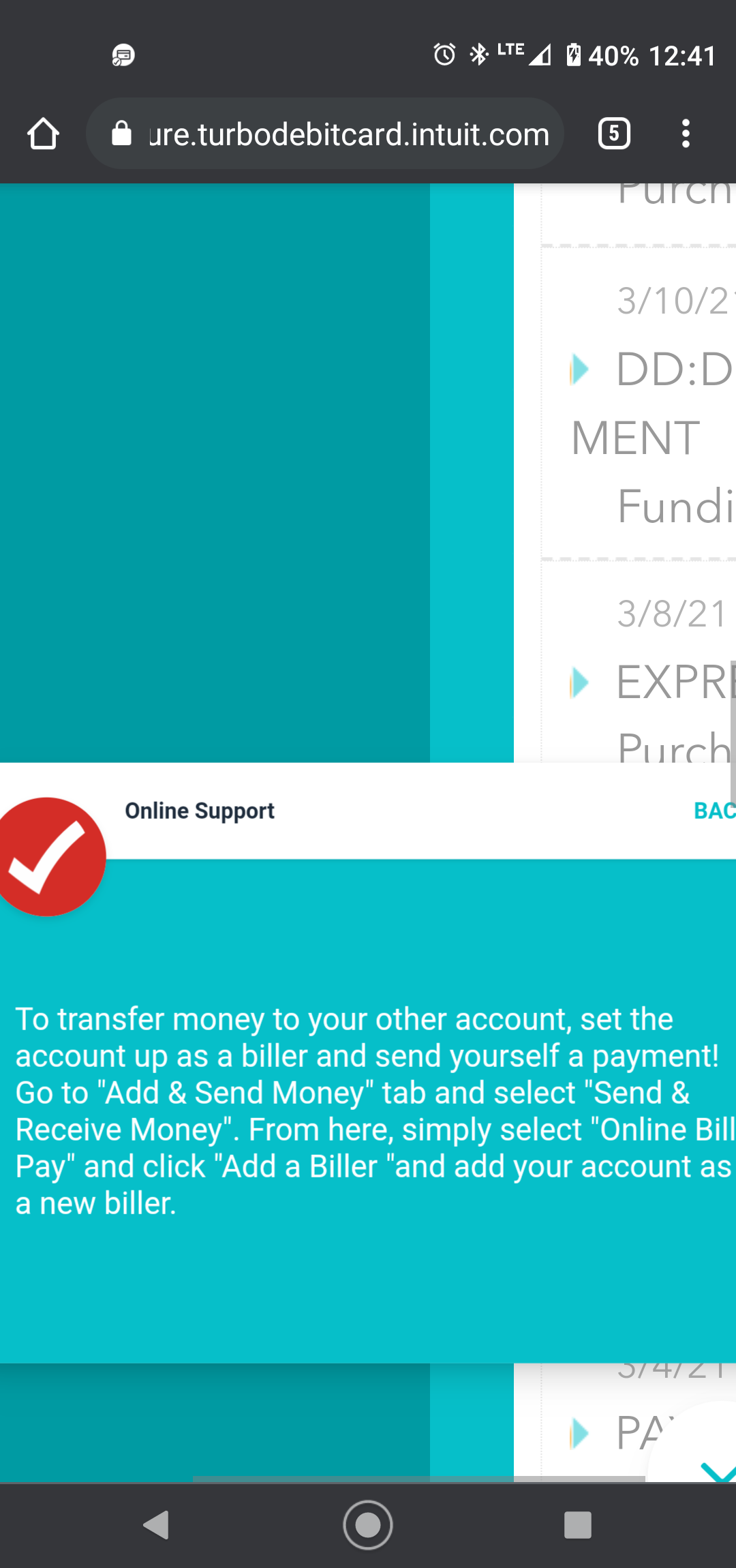 Can I transfer money from my turbo tax prepaid card to my bank account