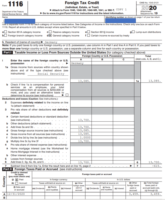 Solved: Empty Form 1116 for Foreign tax credits.