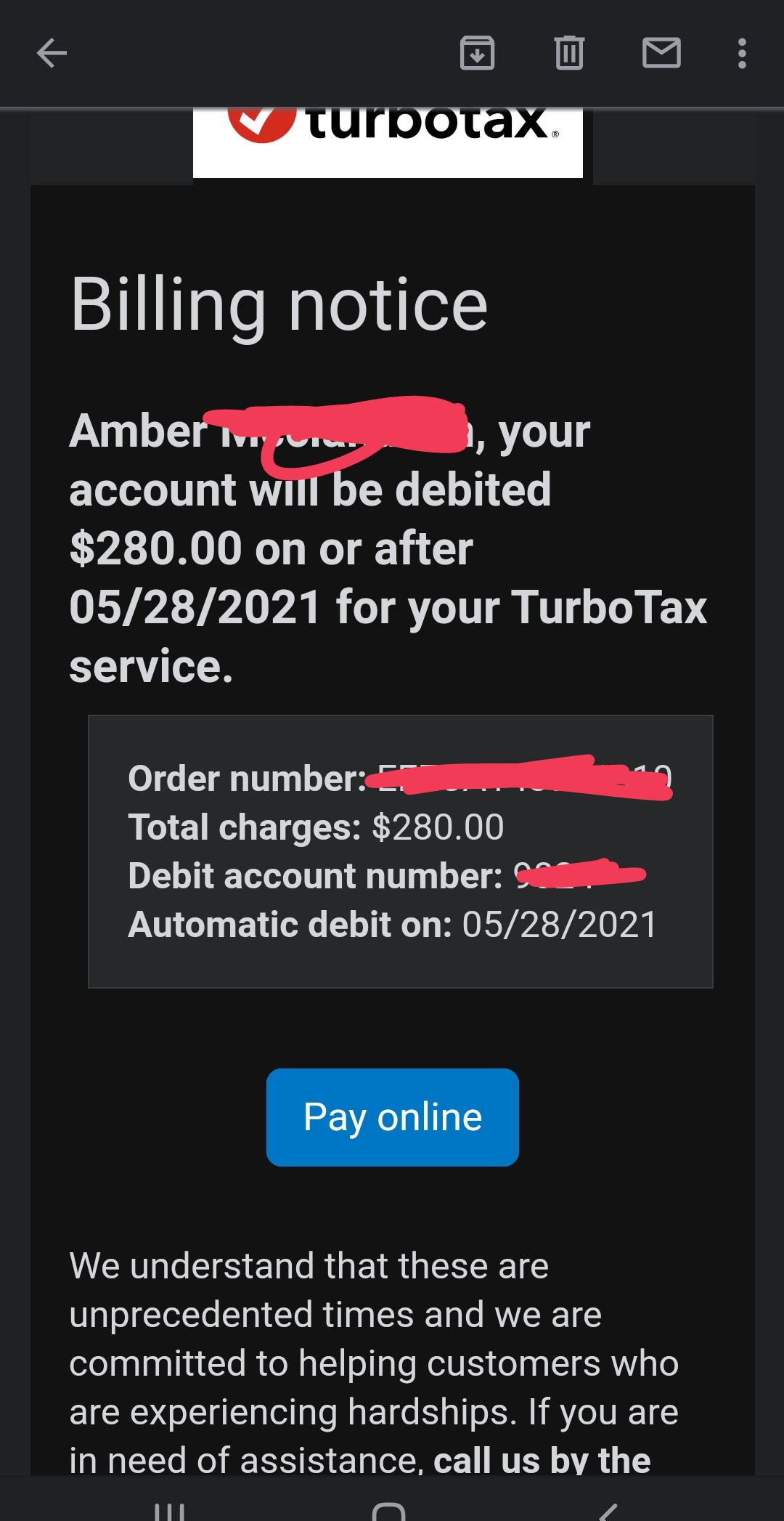 Solved: Turbo Tax charge but no refund!