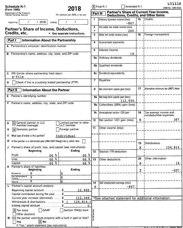 Solved: Schedule K-1 for Liquidated Partnership - Capital Gains and ...