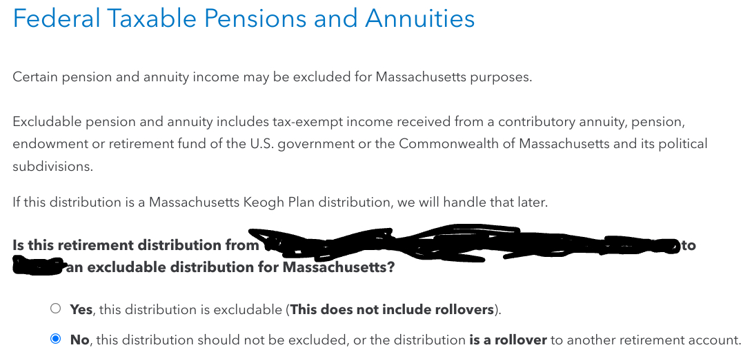 Solved: MA Tax-exempt pension