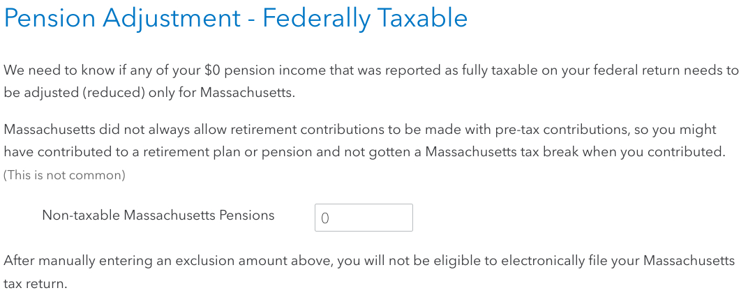 Solved: MA Tax-exempt pension
