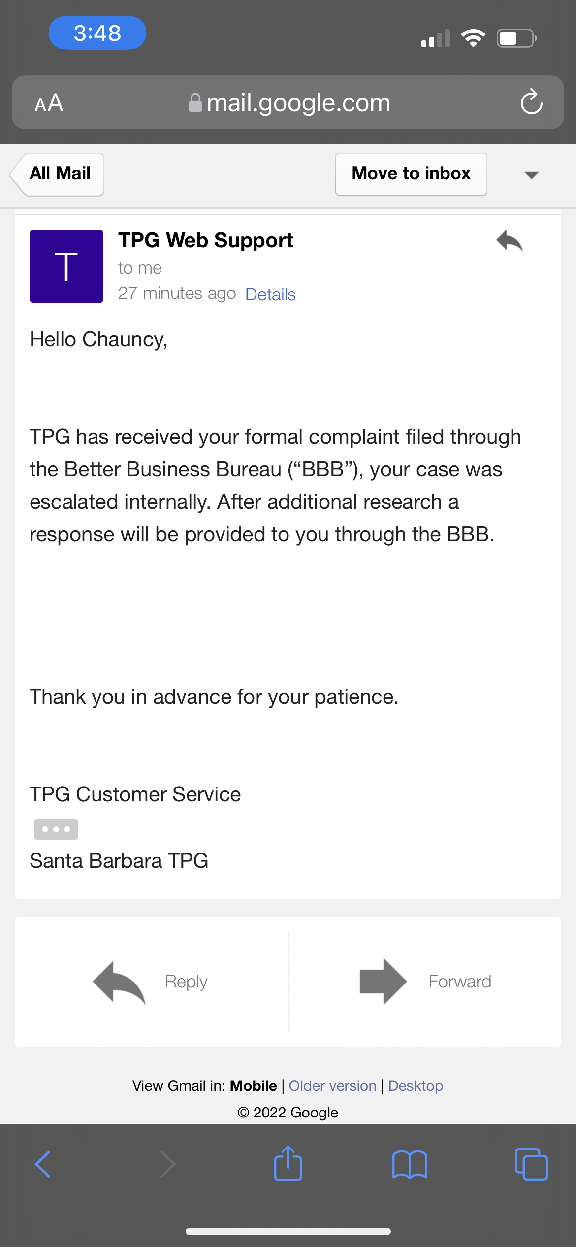 How long does it take to get a check from tpg