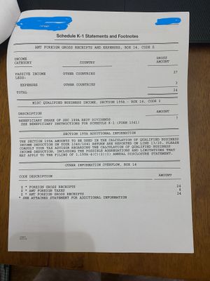 how to fill box 14 info for a schedule k-1