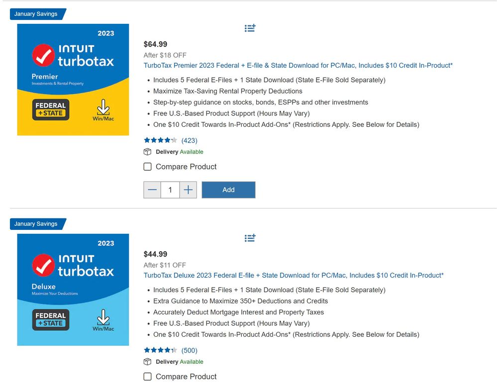 Desktop Software: TurboTax Premier vs. TurboTax Deluxe