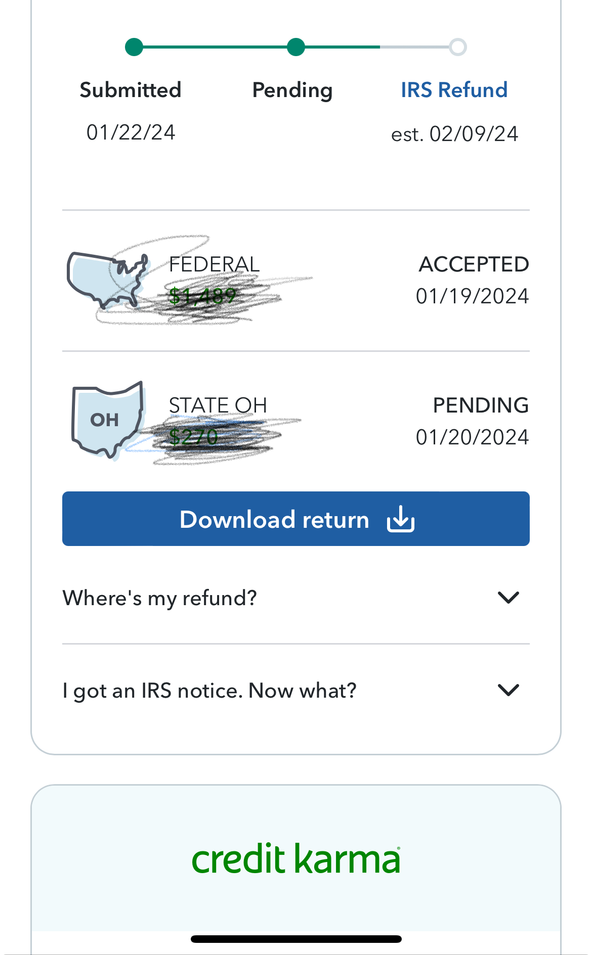 Solved: Refund advance