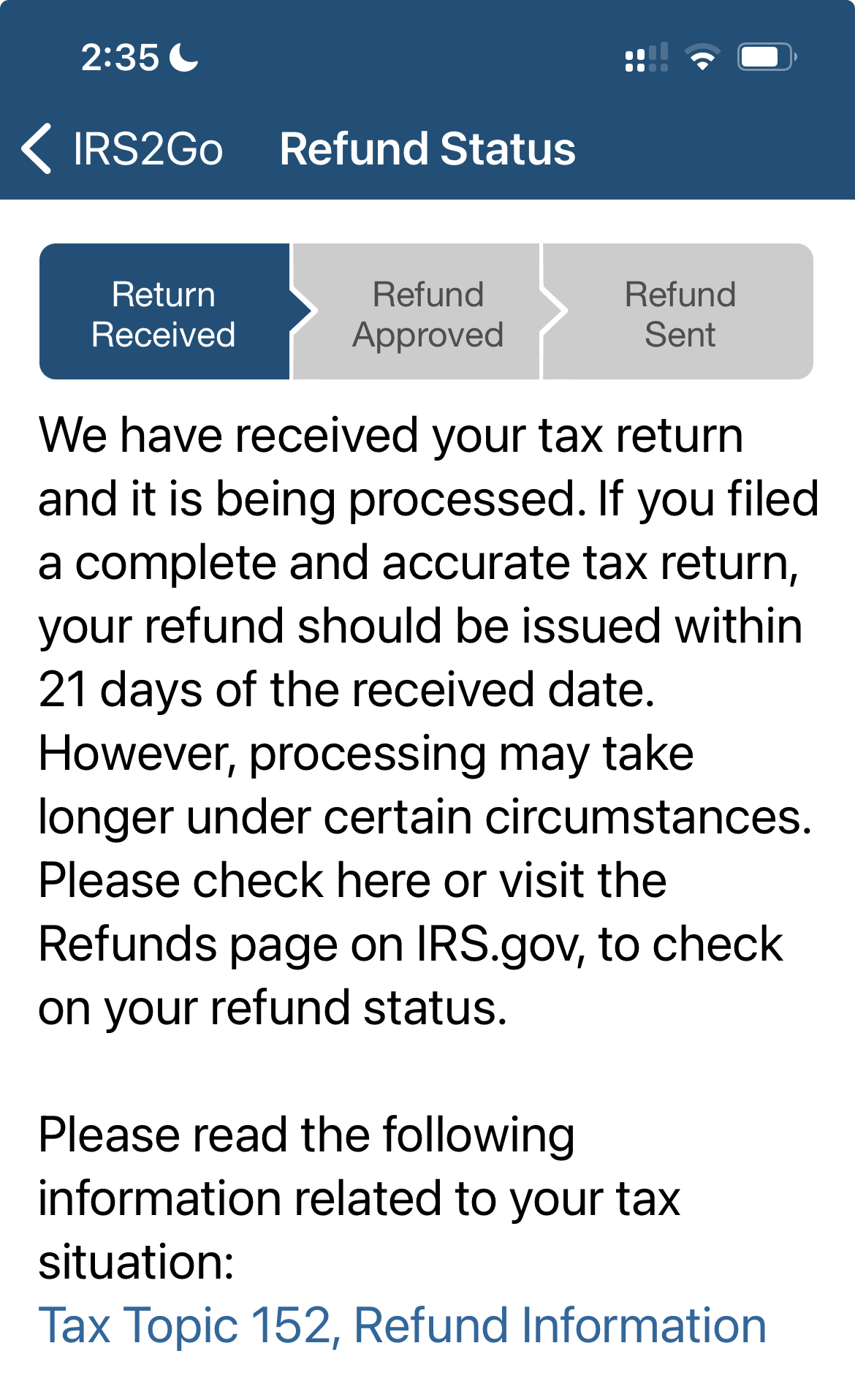 Solved: Refund advance