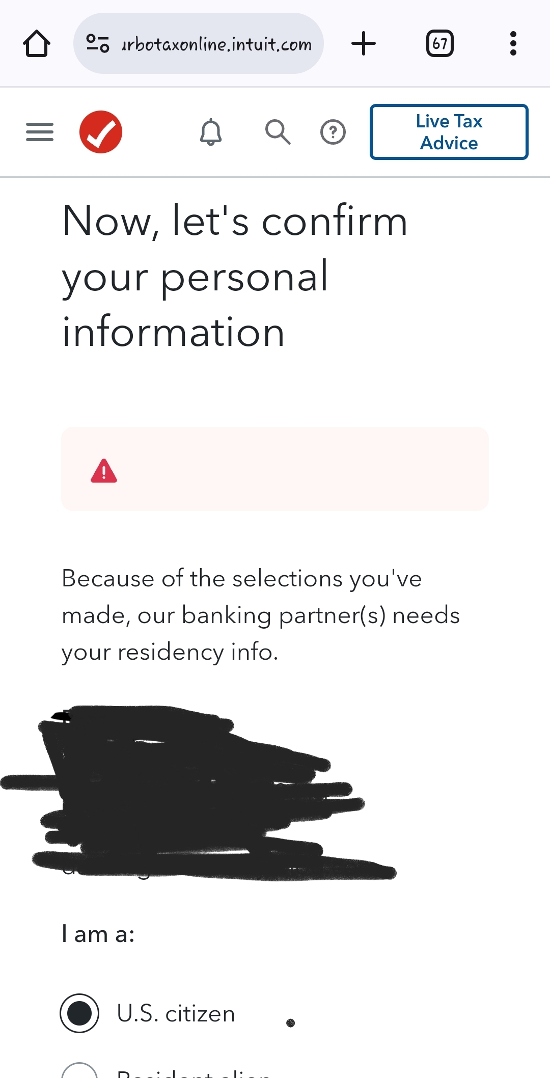 I'm getting a error message when I'm trying to process my refund ...