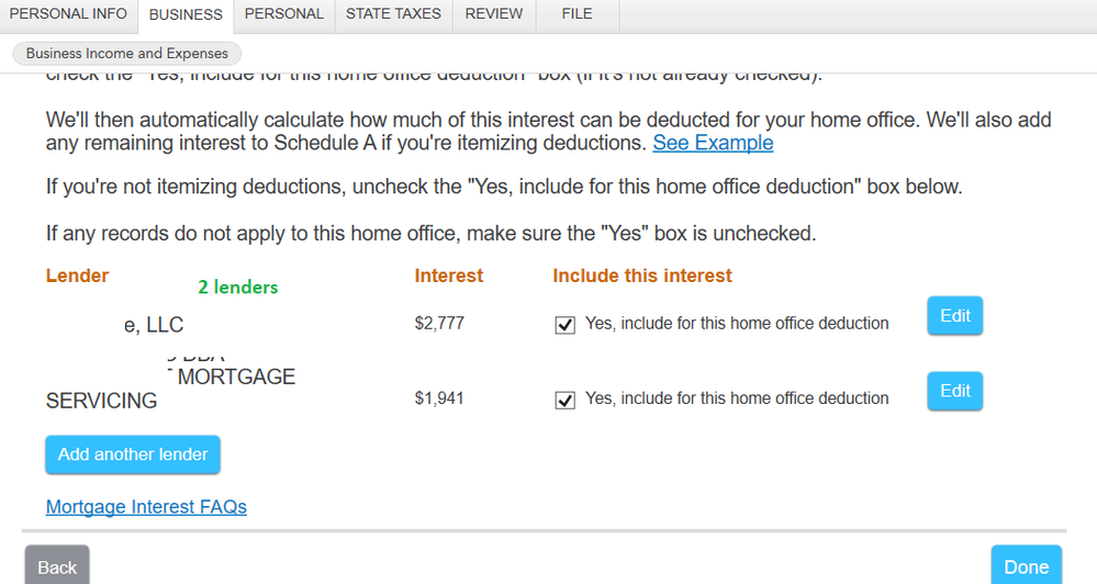 How do I enter points if I have 2 lenders?
