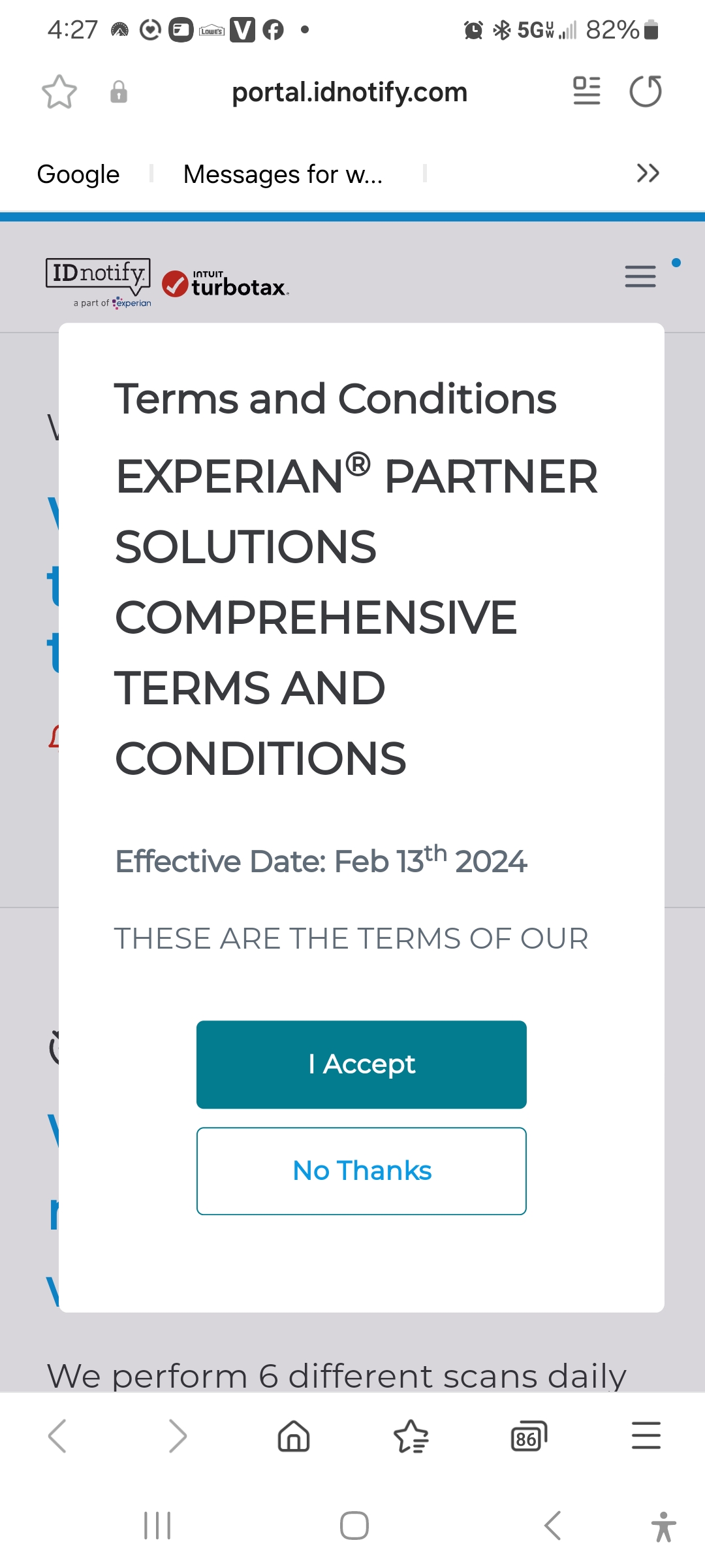 I received an email stating that IDNotify had found my email address on ...