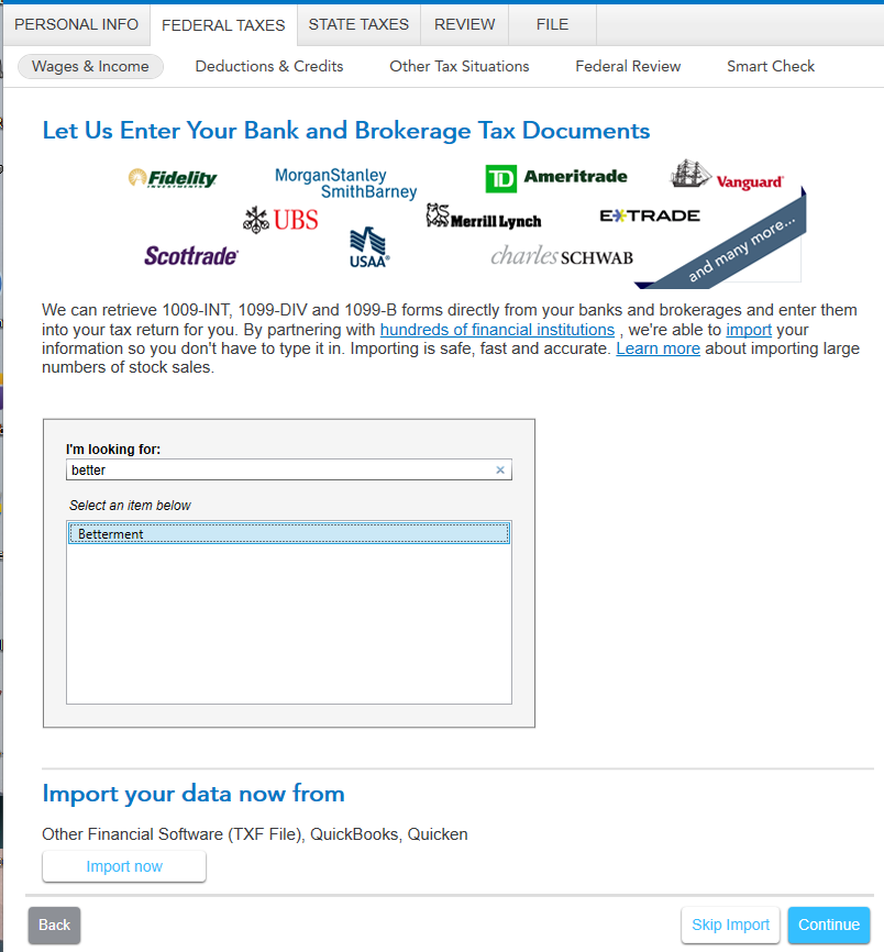 Solved: Having trouble importing from Betterment Solved: Having trouble importing from Betterment