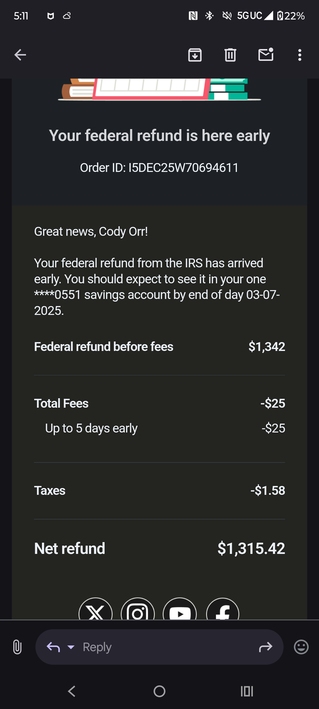 Got an email saying my refund is on it's way. How do you know?